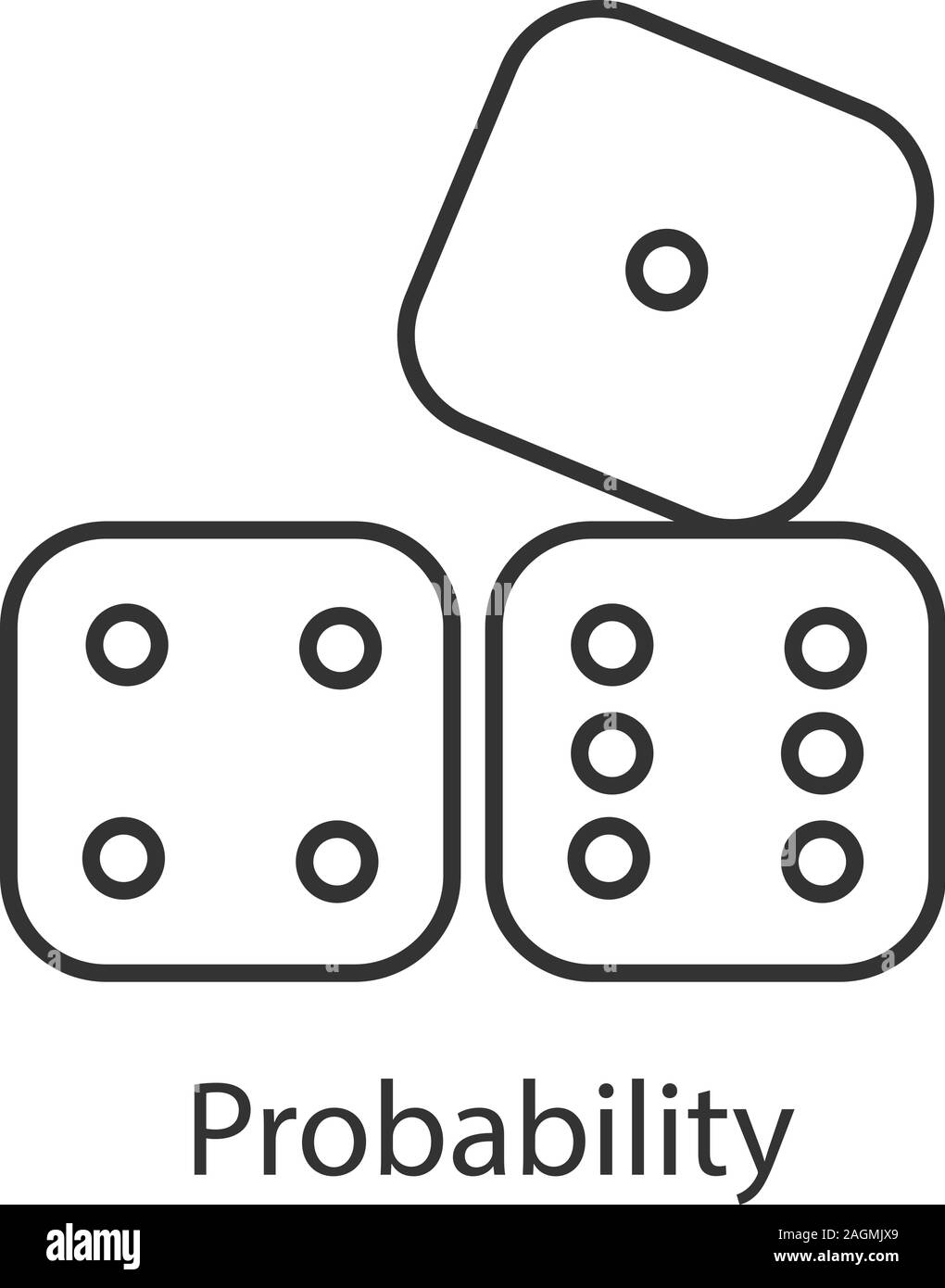 Dices linear icon. Probability theory. Thin line illustration. Gambling ...