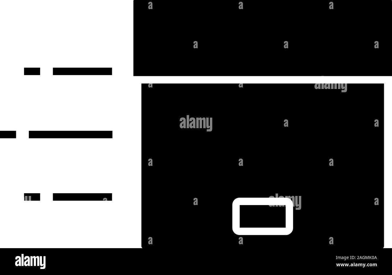 Flying parcel glyph icon. Fast delivery service. Package. Cardboard box ...