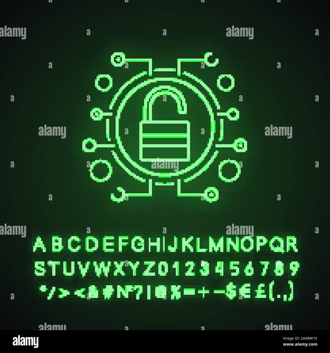 Cyber security neon light icon. Access granted. Open padlock in ...