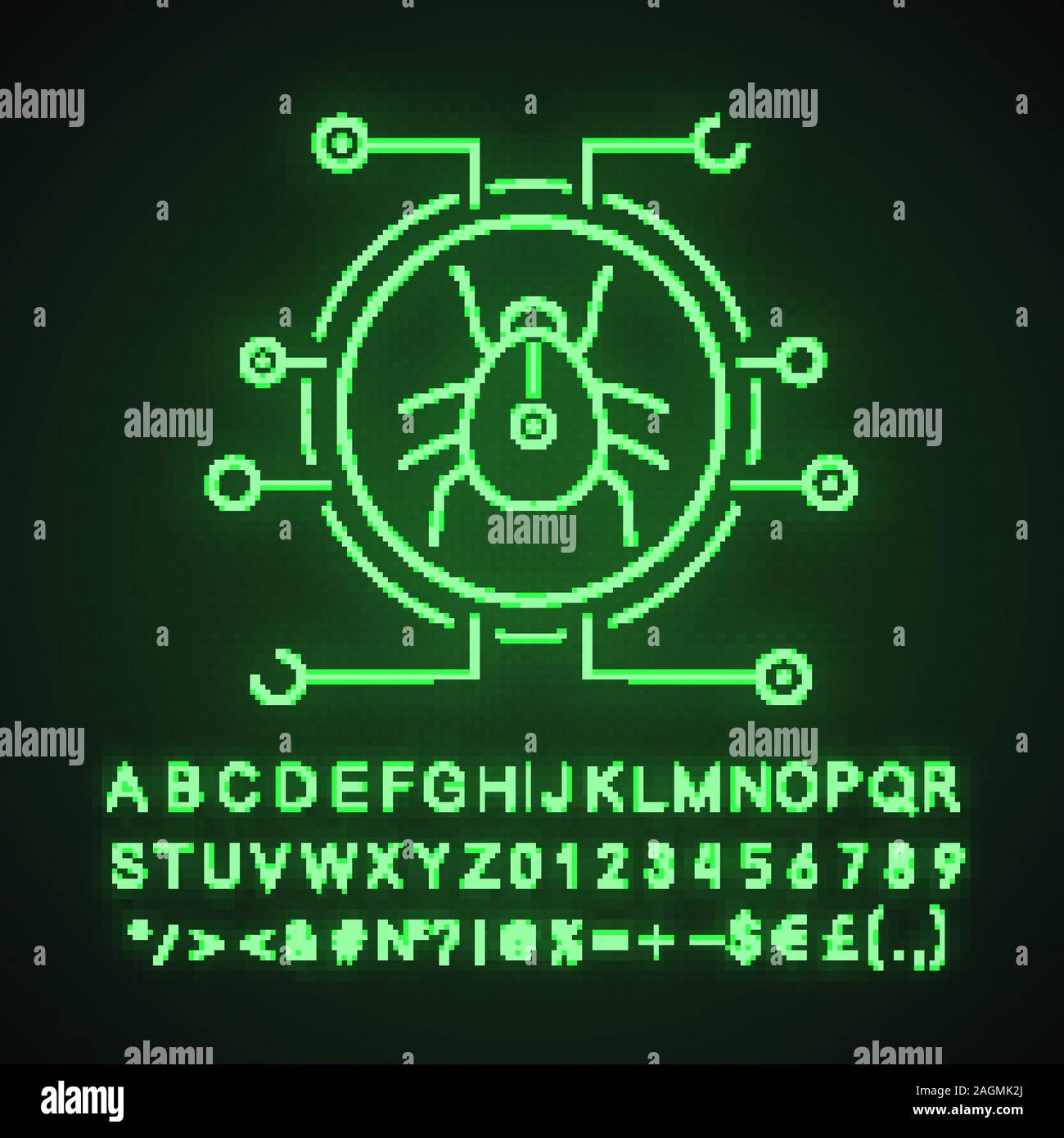 Digital virus neon light icon. Cyber attack. Cyber security. Glowing ...