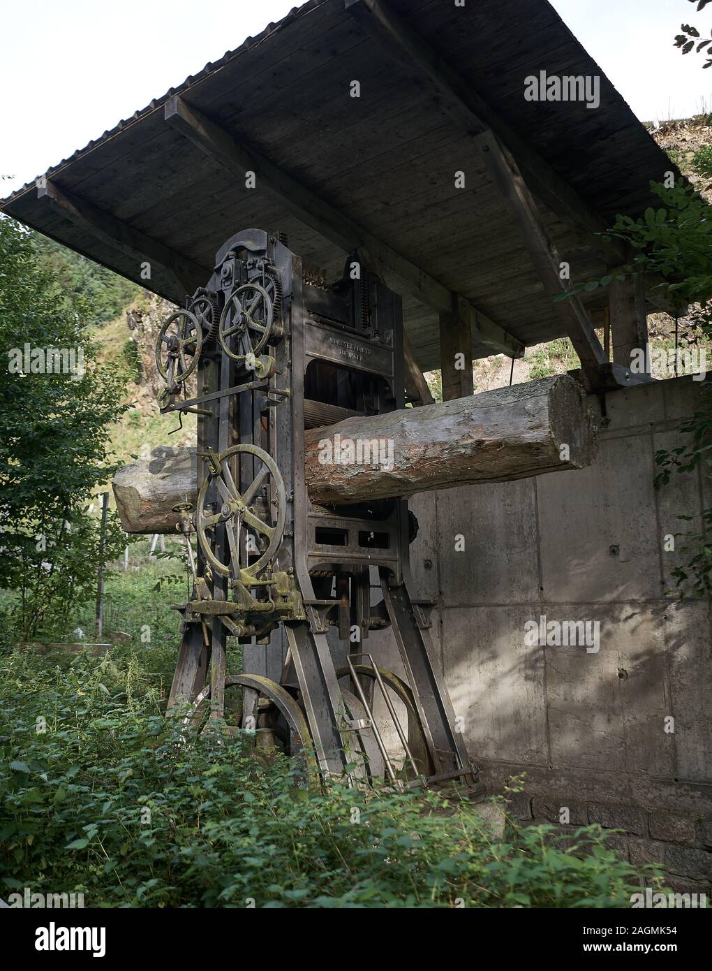 Vintage Wurster-Dietz log splitter used to produce rough cut lumber for ...