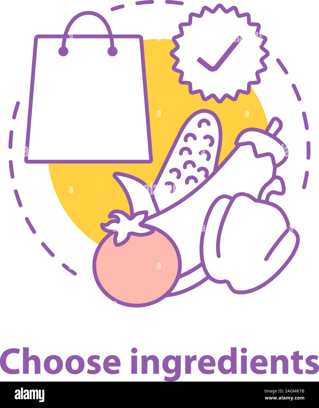 Choosing ingredients concept icon. Grocery shop idea thin line ...
