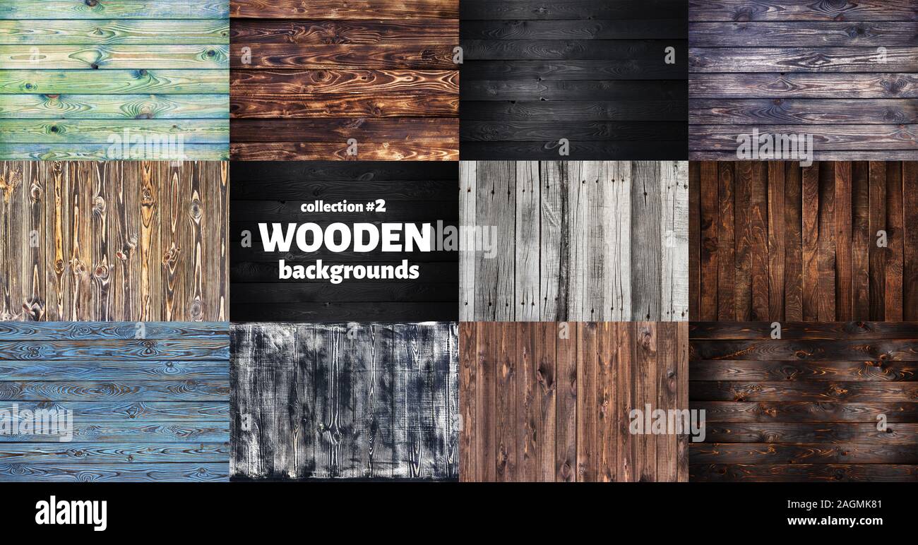 Collection of different wooden backgrounds, pattern of old and grunge ...