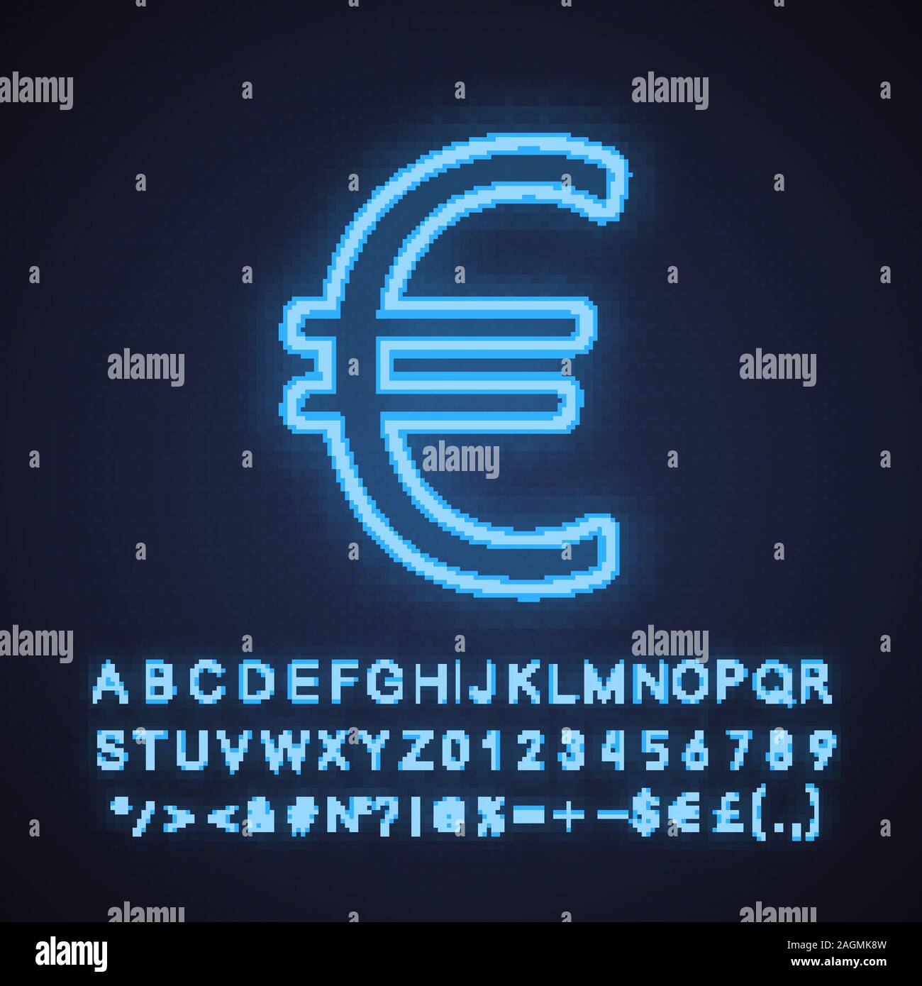 Euro sign neon light icon. European union currency. Glowing sign with ...
