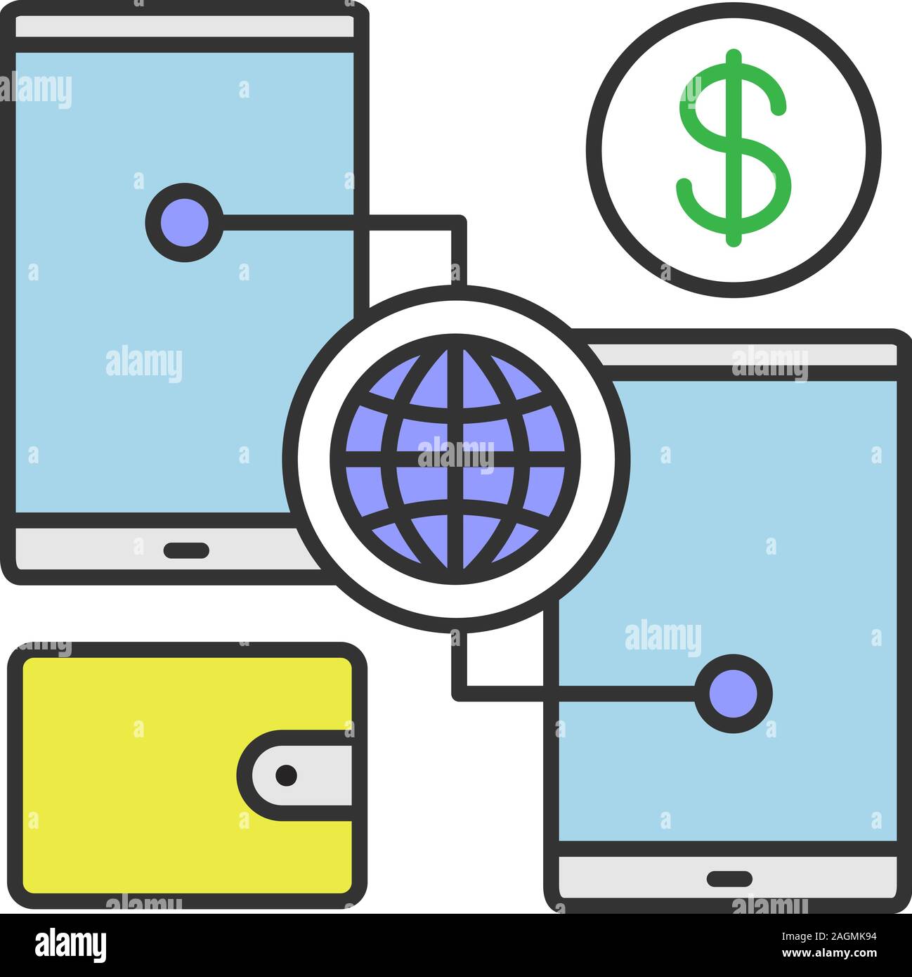 Digital wallet color icon. Online banking transactions. Cashless ...