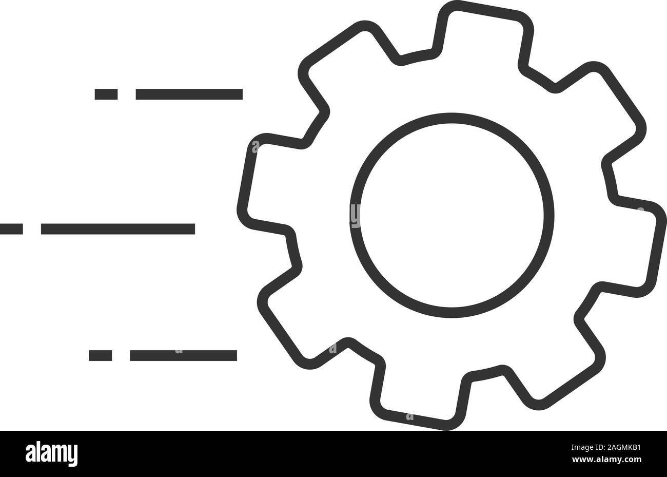 Flying cogwheel linear icon. Technological progress. Thin line ...
