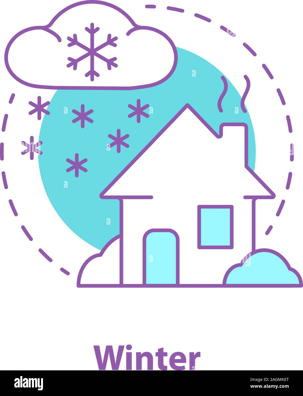 Winter season concept icon. Snowy weather idea thin line illustration ...