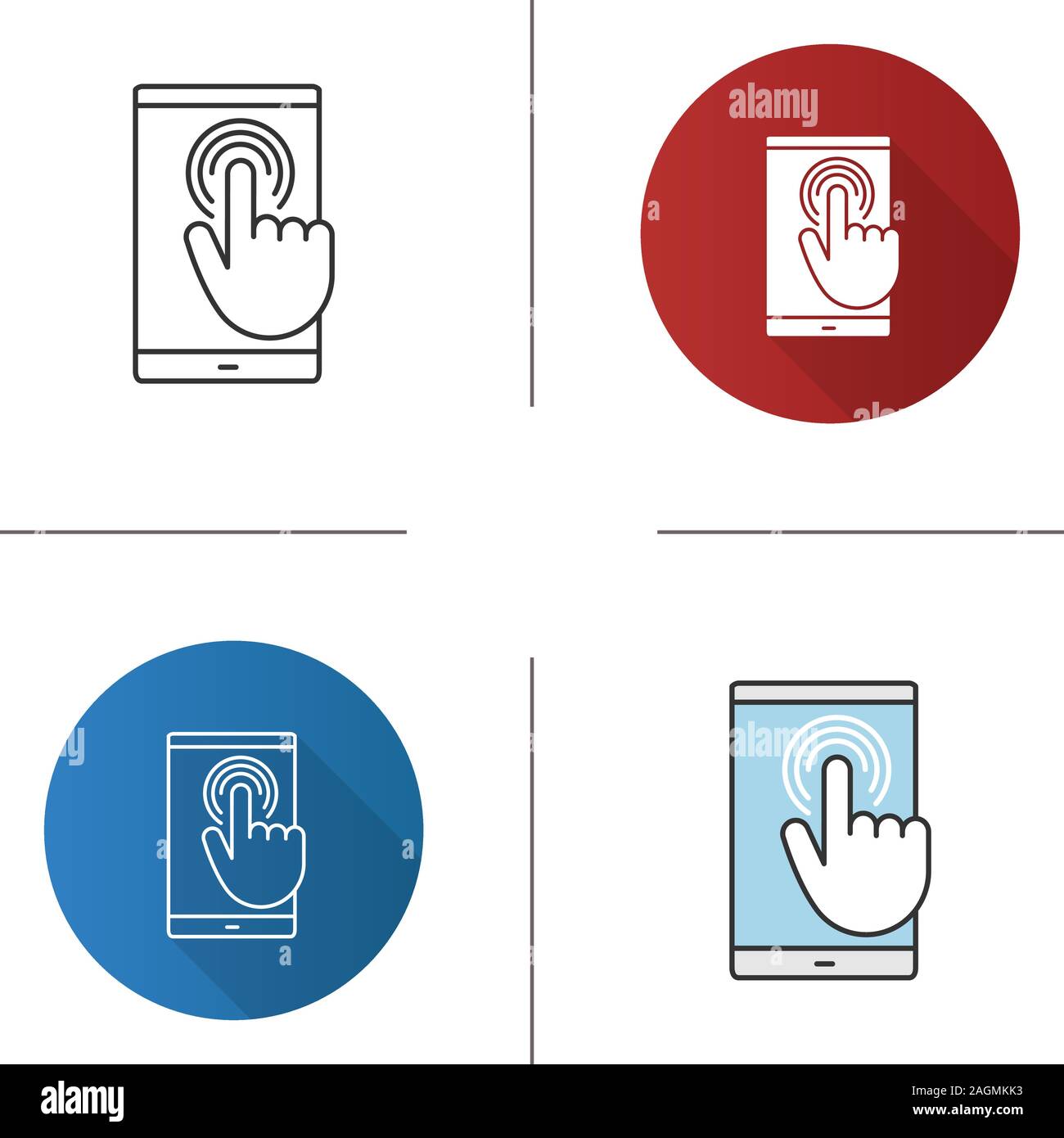 Smartphone touchscreen icon. Double tap touch gesture. Mobile phone ...