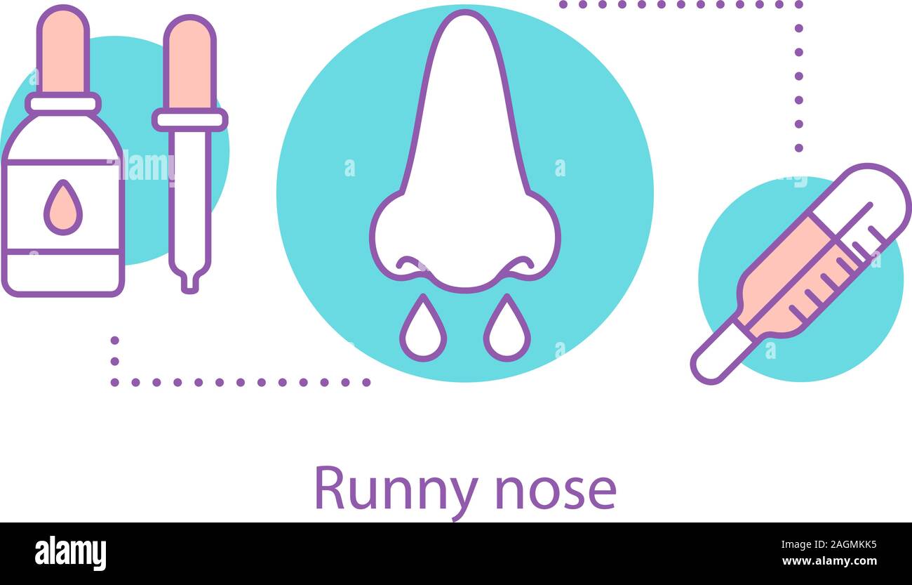 Runny nose concept icon. Cold or flu idea thin line illustration ...