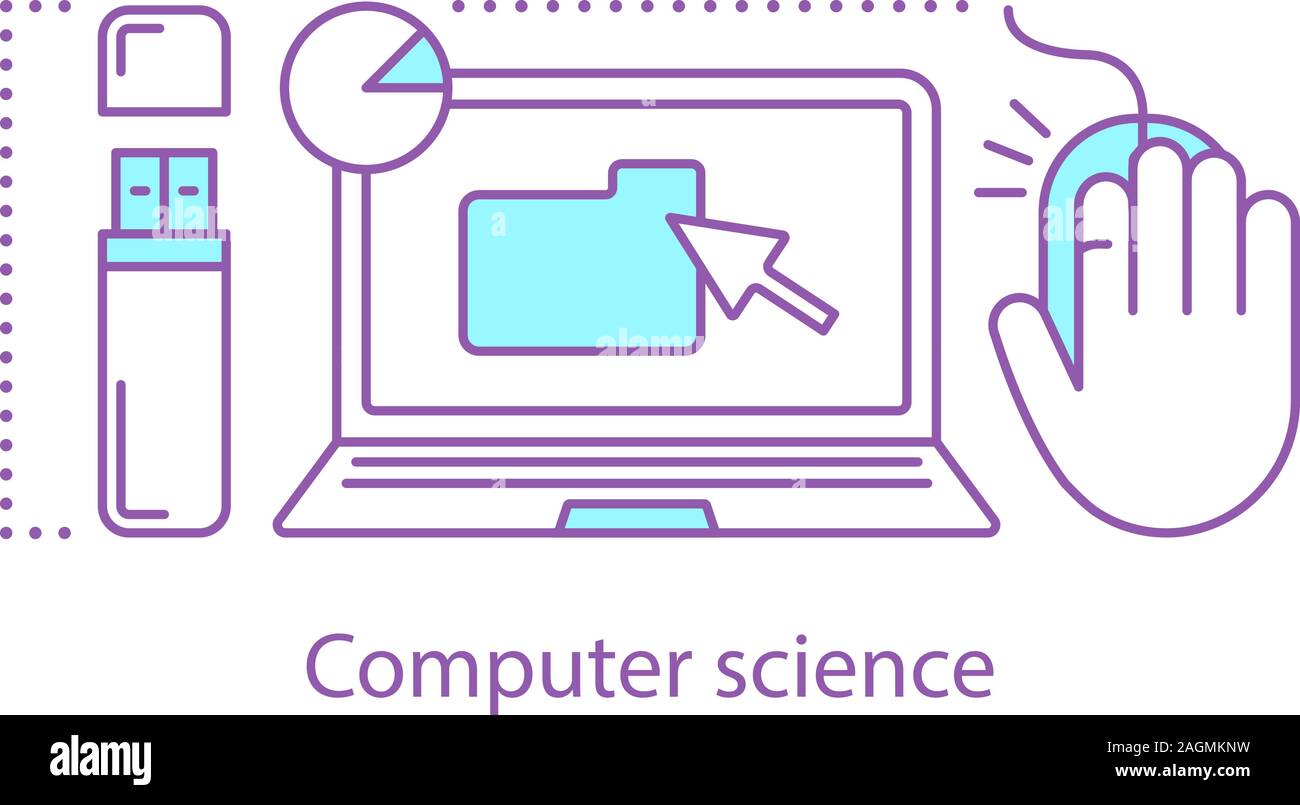 Computer science concept icon. E-learning. Digital technology ...