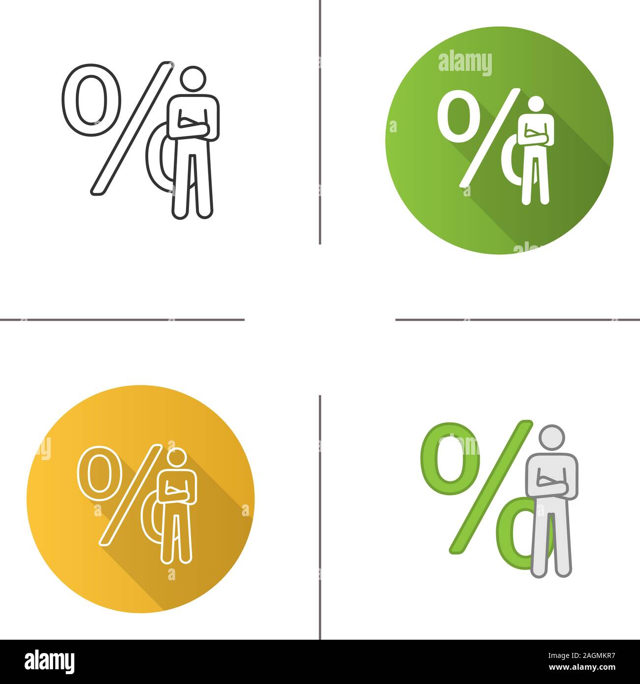 Businessman icon. Investor. Man standing in confident pose with percent ...