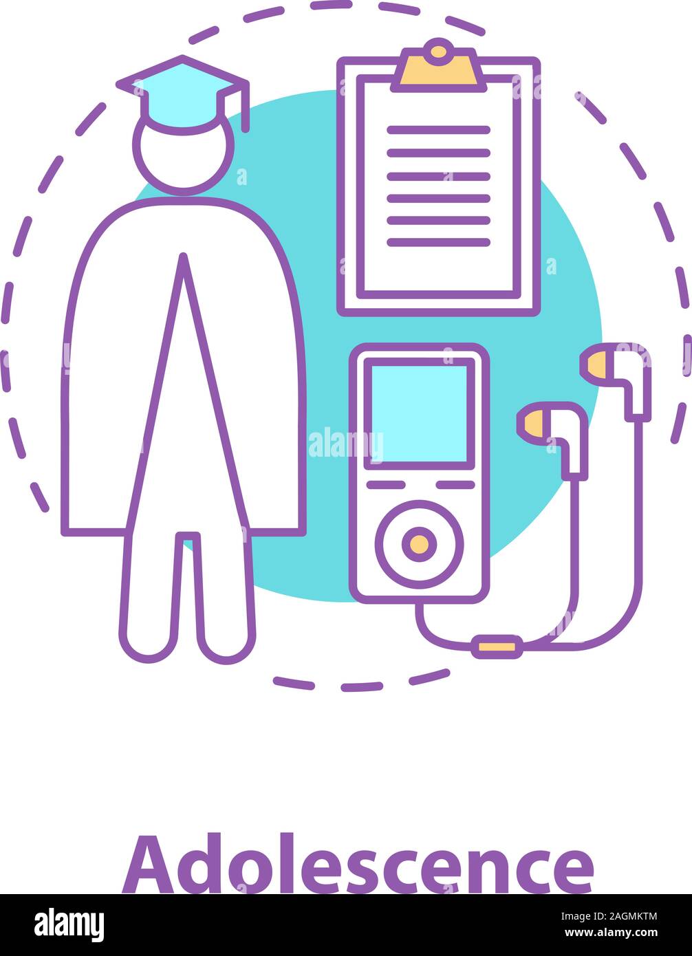 Adolescence concept icon. Studentship idea thin line illustration ...