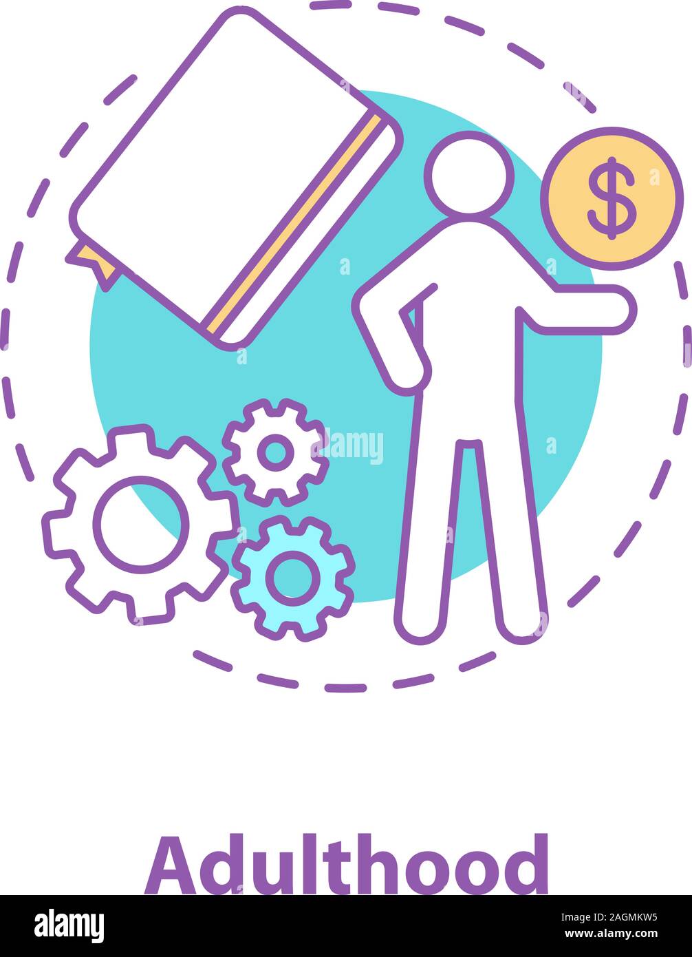 Adulthood concept icon. Money earning idea thin line illustration ...