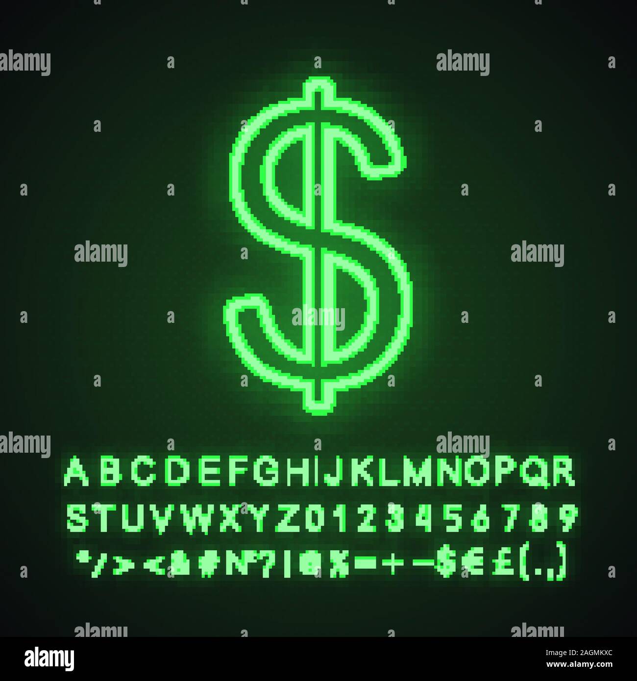 Dollar neon light icon. US dollar currency sign. Glowing sign with ...