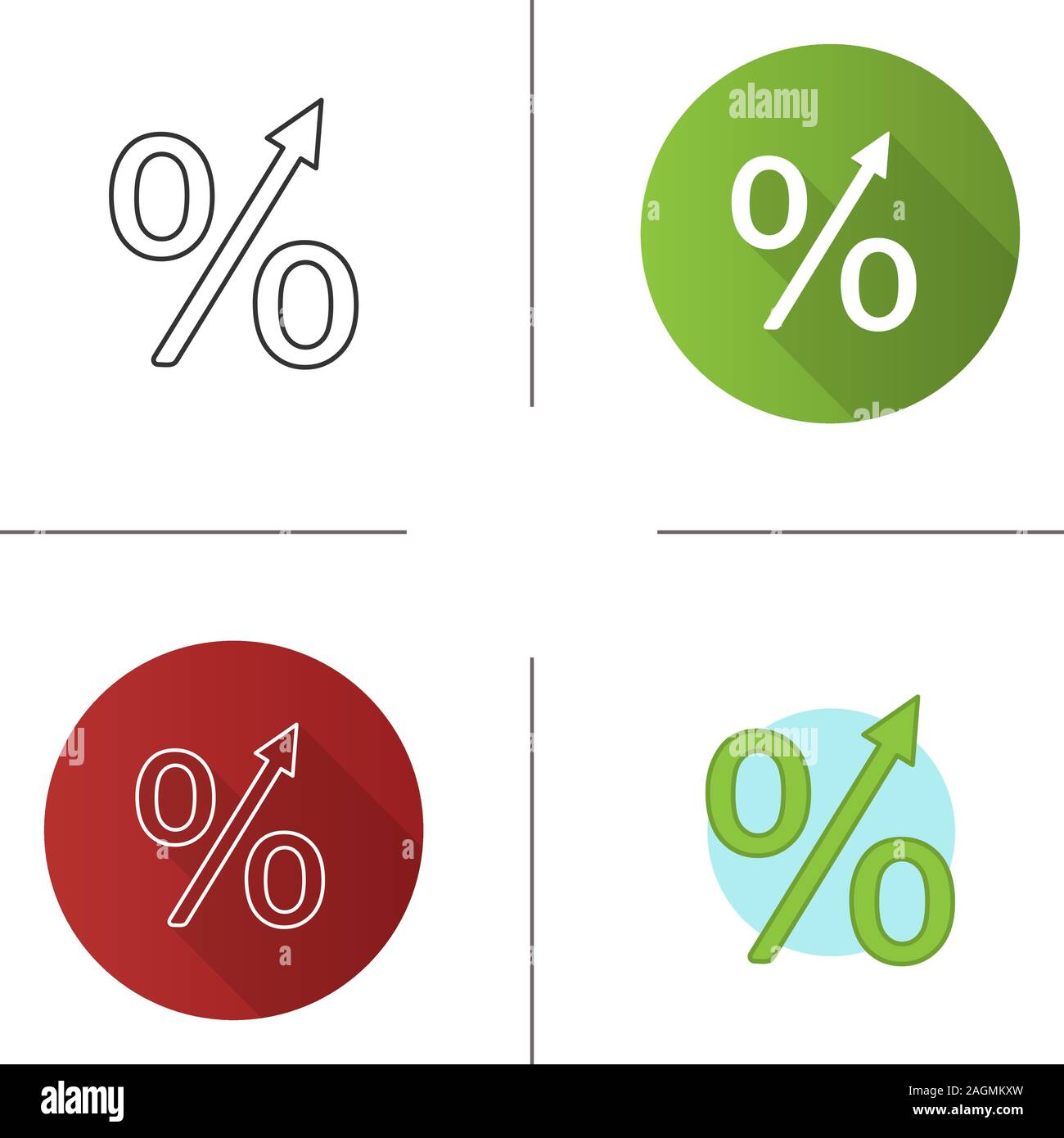 Percentage growth icon. Profit rise. Flat design, linear and color ...
