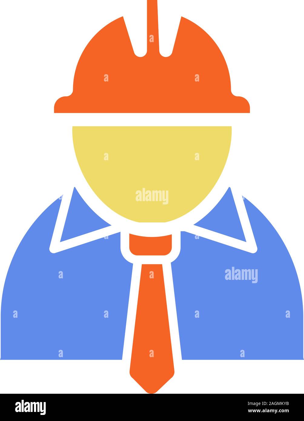 Engineer glyph color icon. Factory chief. Architect. Silhouette symbol ...