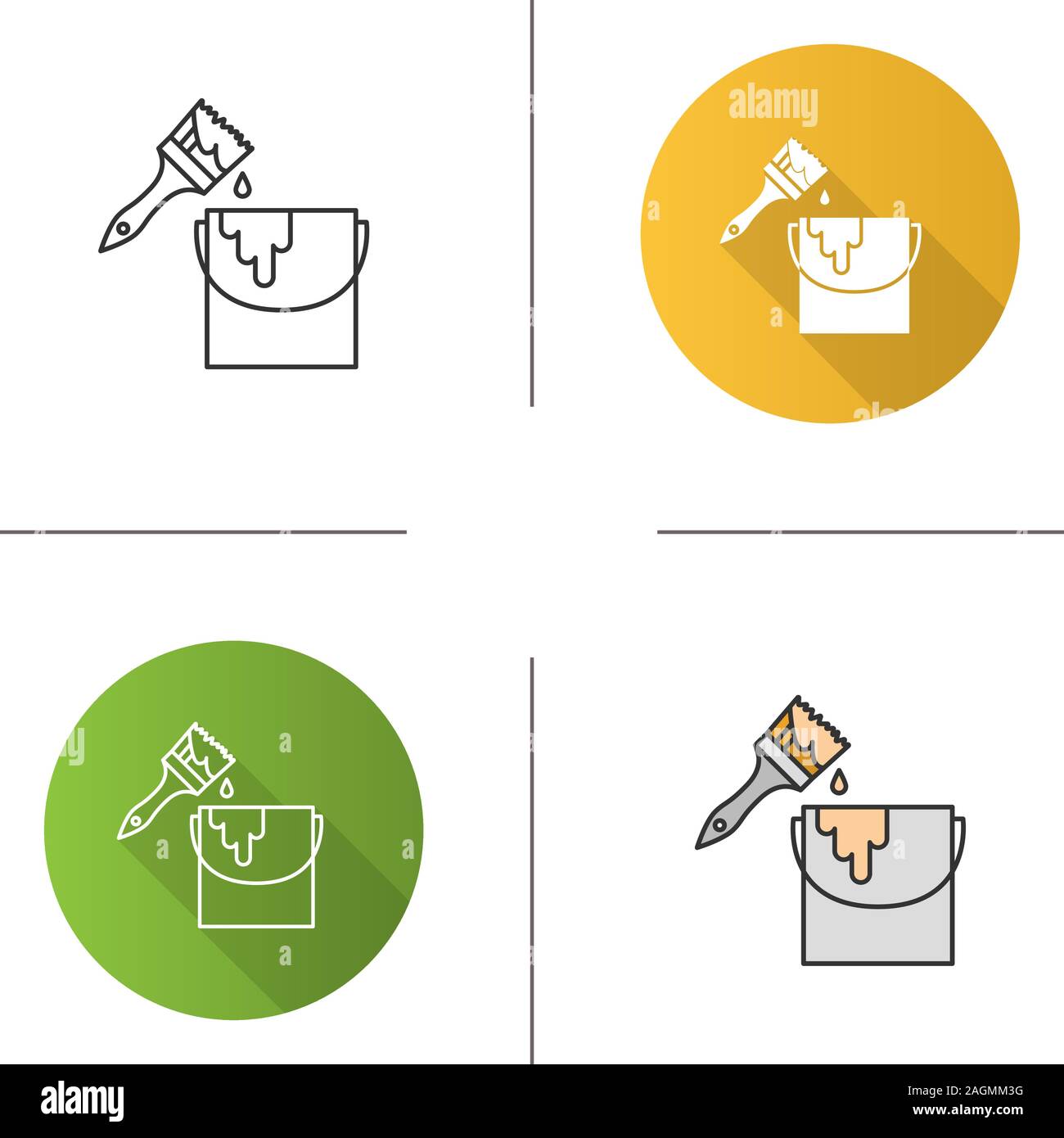 Paint bucket with brush icon. Painting, dyeing. Painting, dyeing. Flat ...