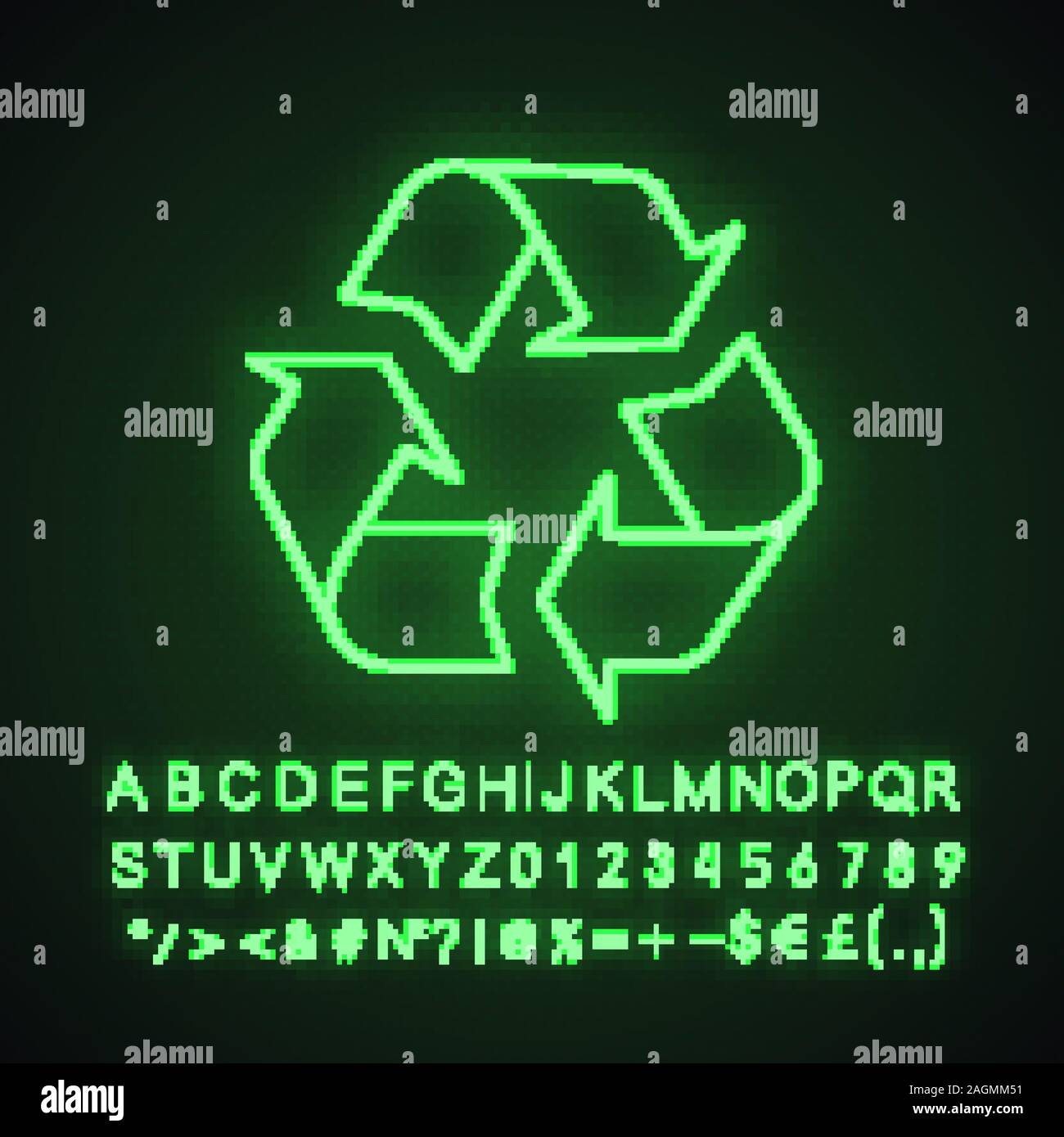 Recycle neon light icon. Environment protection. Glowing sign with ...