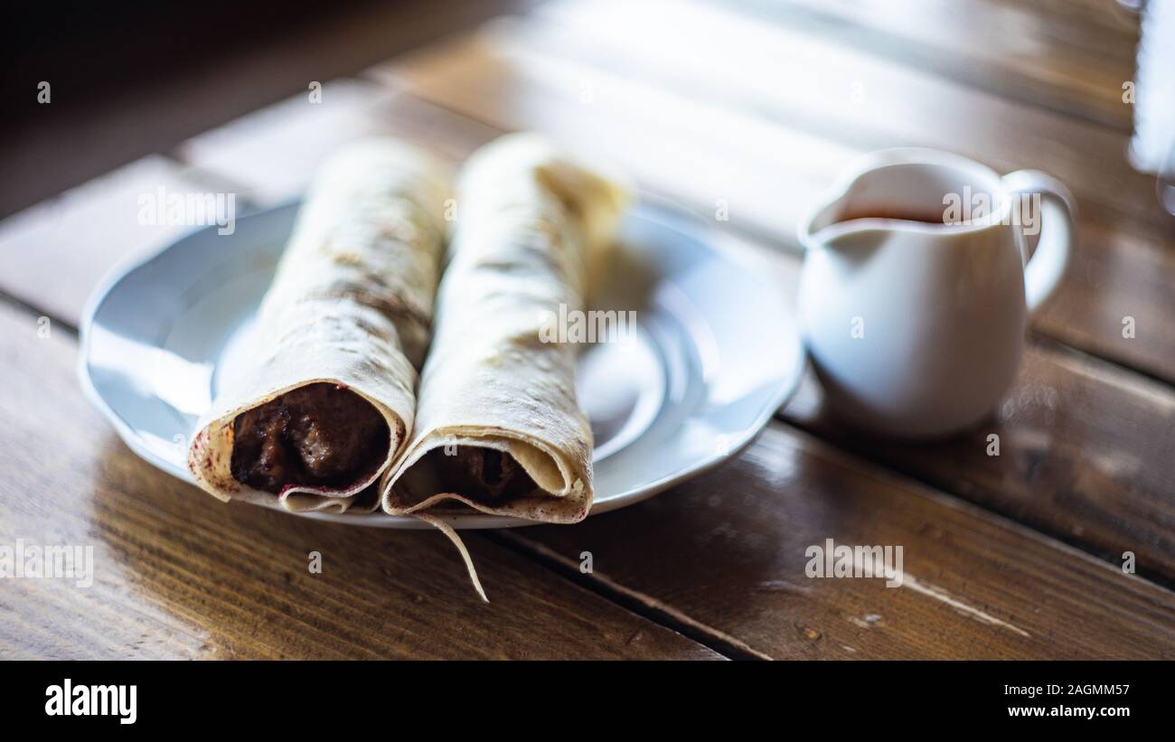 Traditional georgian kababi (kebab) on the plate in cafe Stock Photo ...