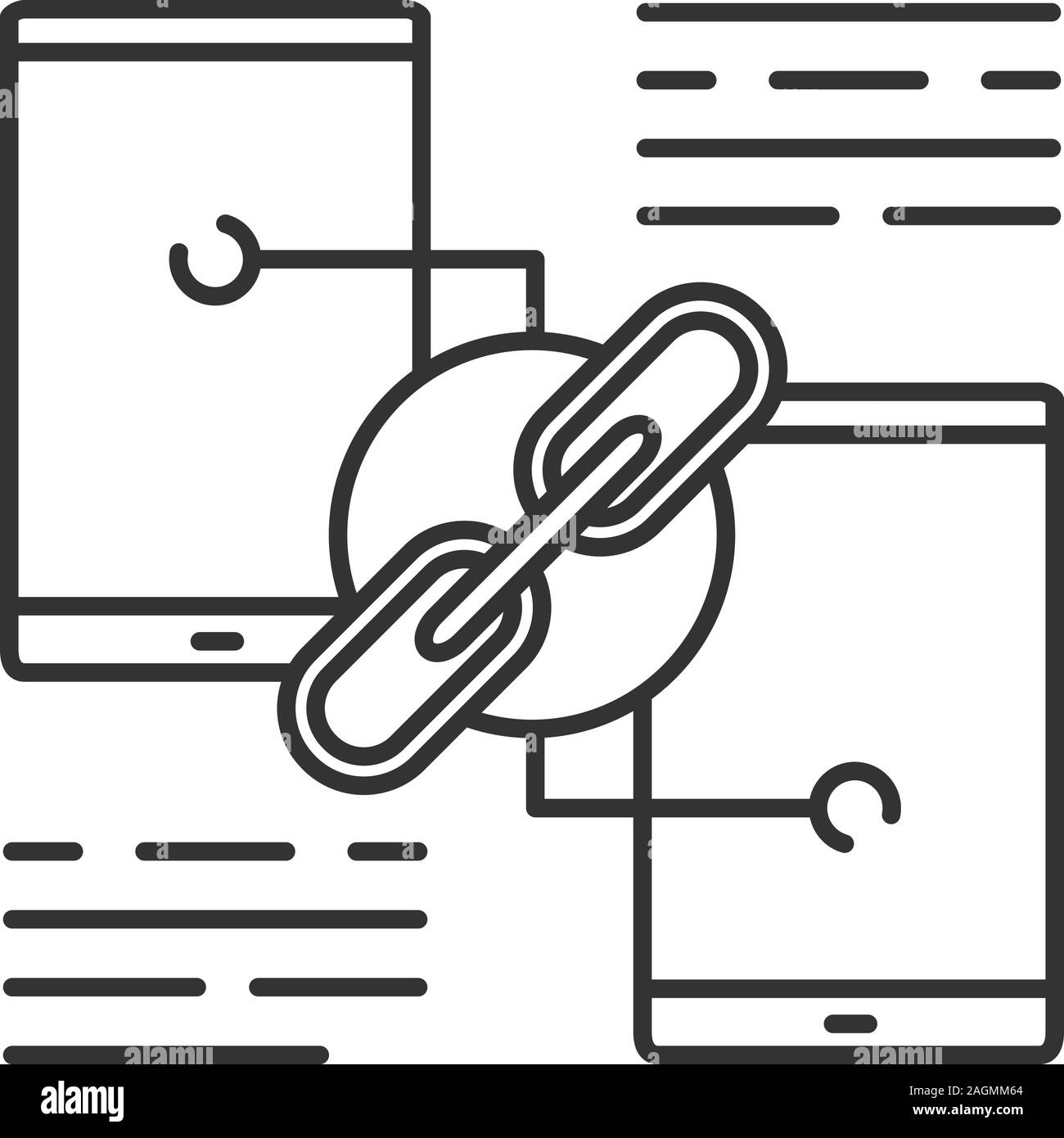 Link sharing linear icon. Hyperlink. Data transfer. Phones connection ...