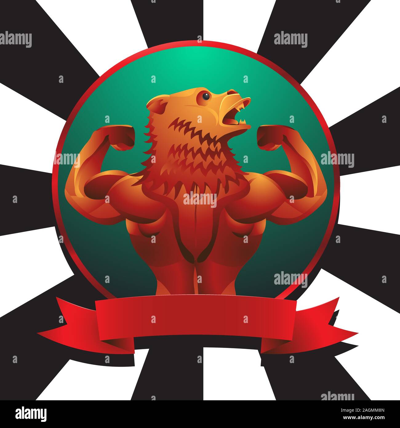 Vector Illustration A Ferocious Bear Athlete Posing Showing Large 3878