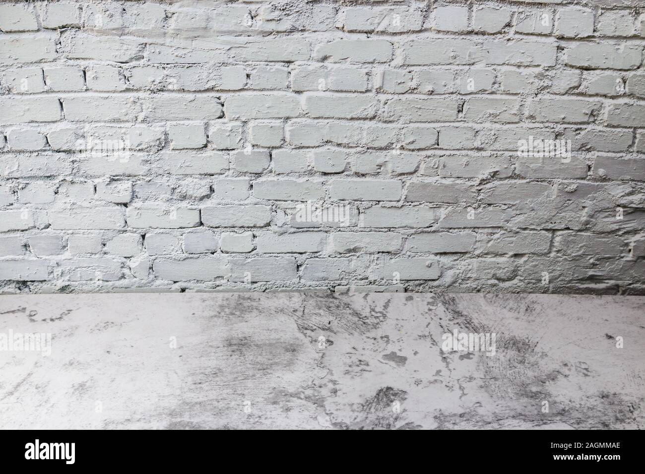 brick white background and concrete floor Stock Photo - Alamy