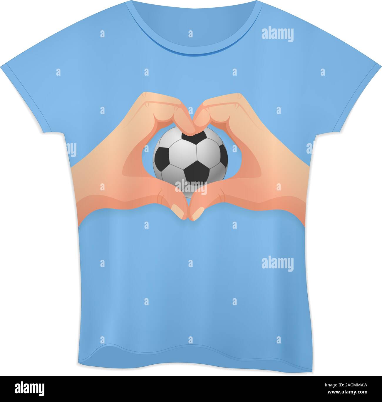 Hand heart shape. I love football concept. Soccer ball vector Stock ...