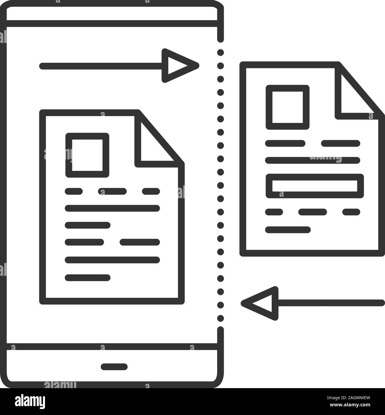 Data transfer linear icon. Thin line illustration. Files uploading or ...