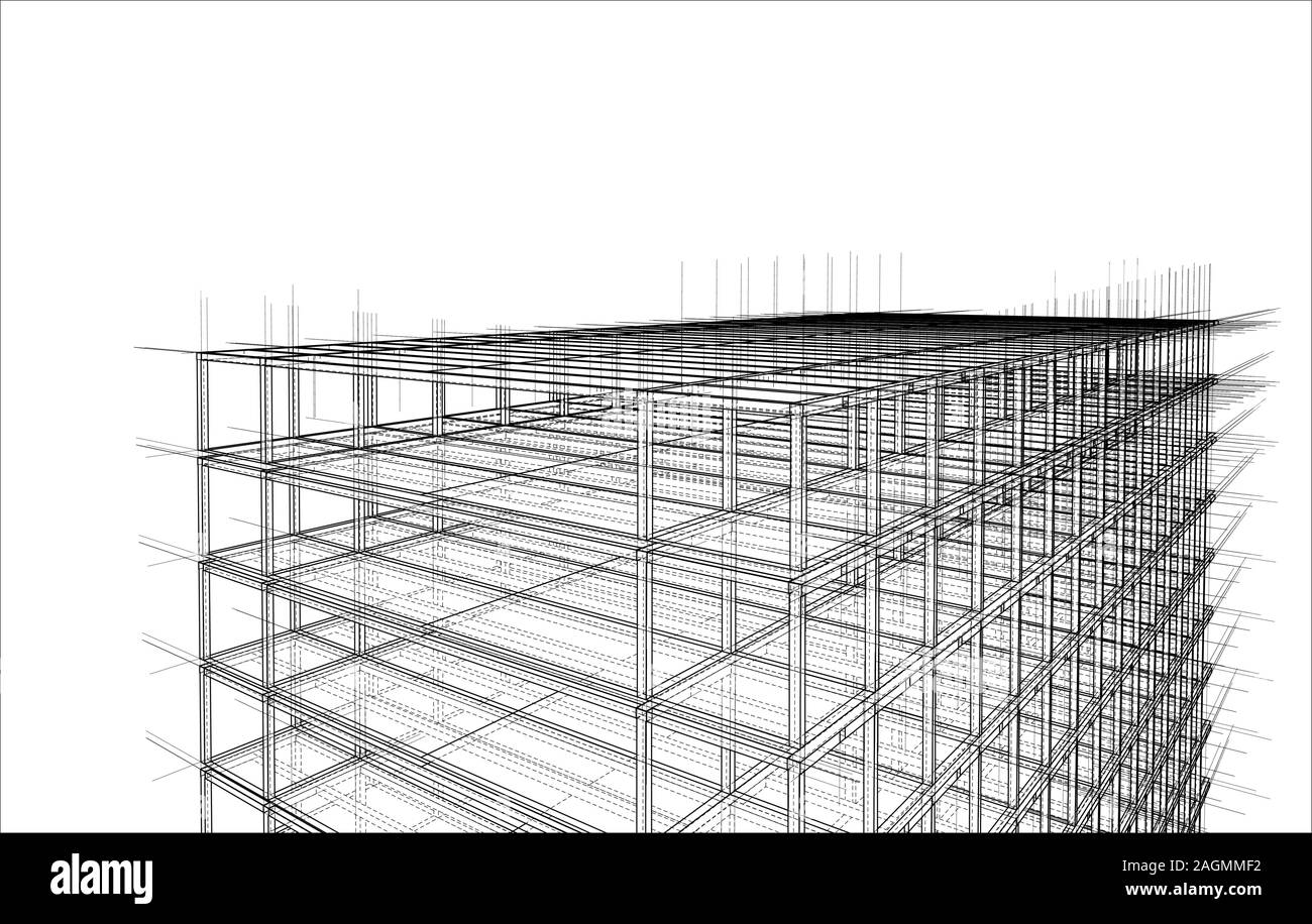 Drawing or sketch of a house under construction. Construction site ...