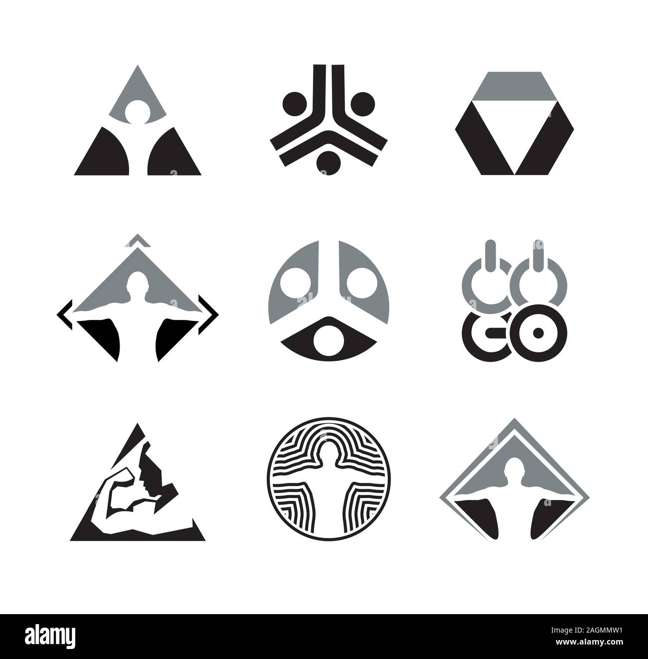 Set vector sport logo. Athletic abstract humans icons. GYM emblem ...