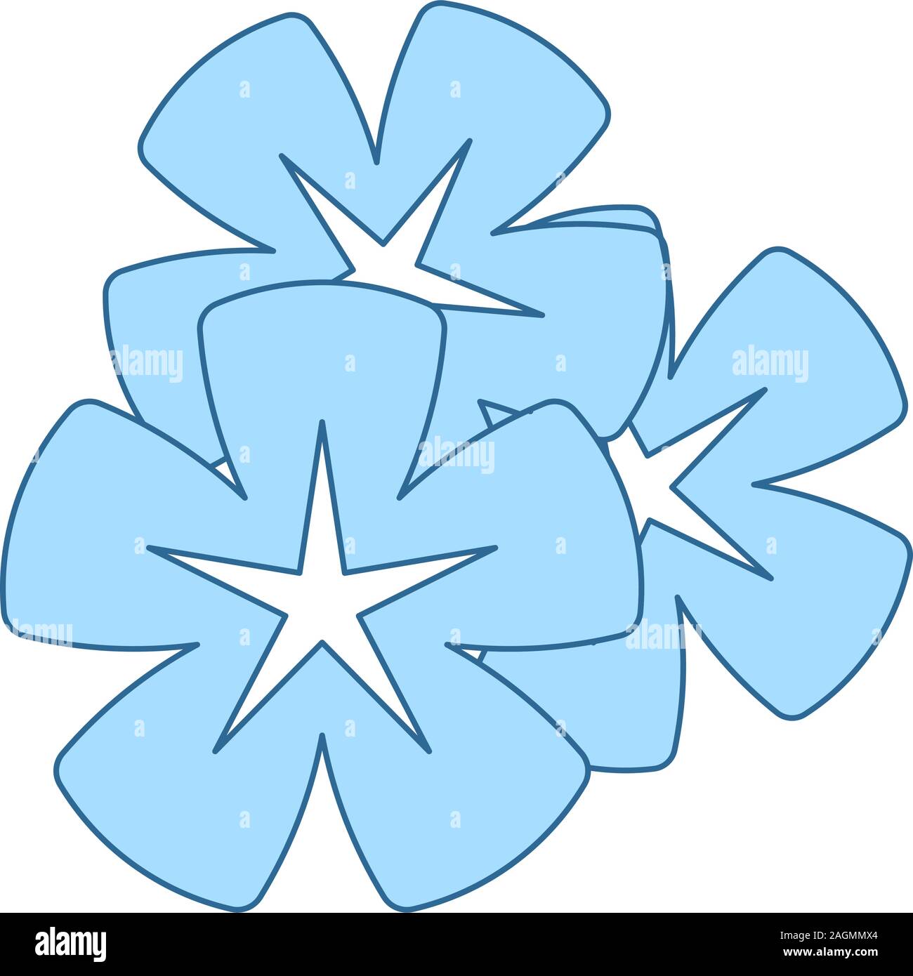 Frangipani Flower Icon. Thin Line With Blue Fill Design. Vector ...