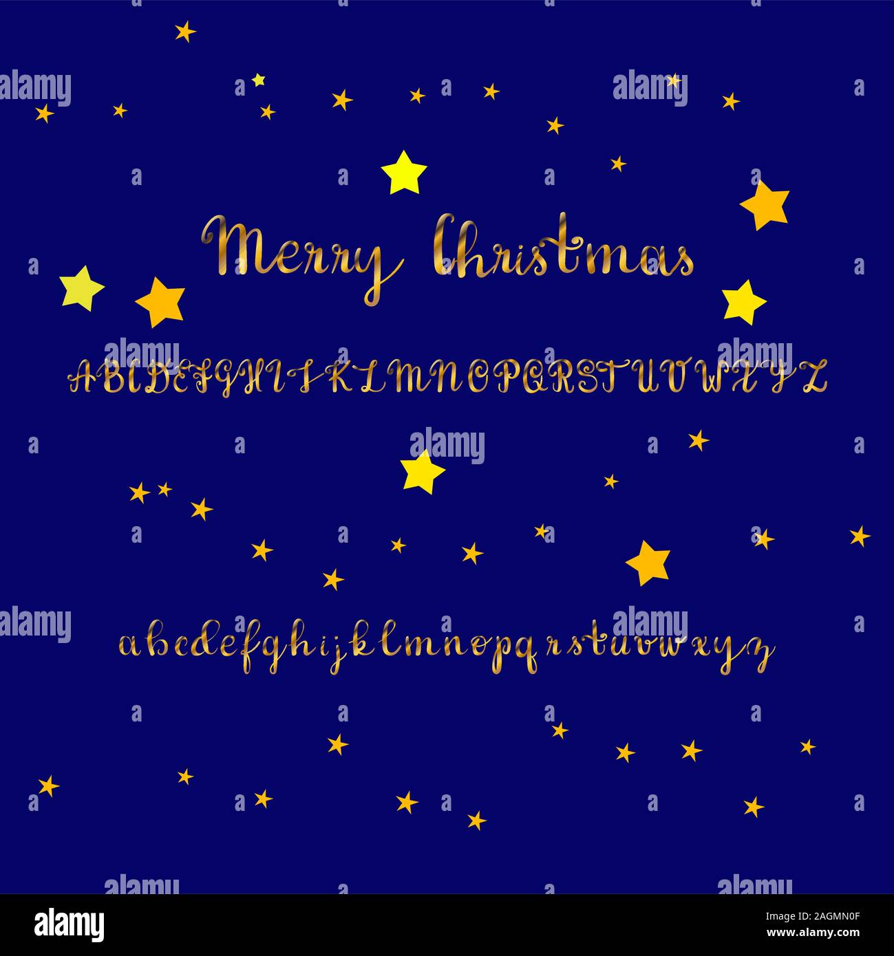 Vector Christmas, Gold Calligraphy Alphabet, Font, Letters. Hand ...