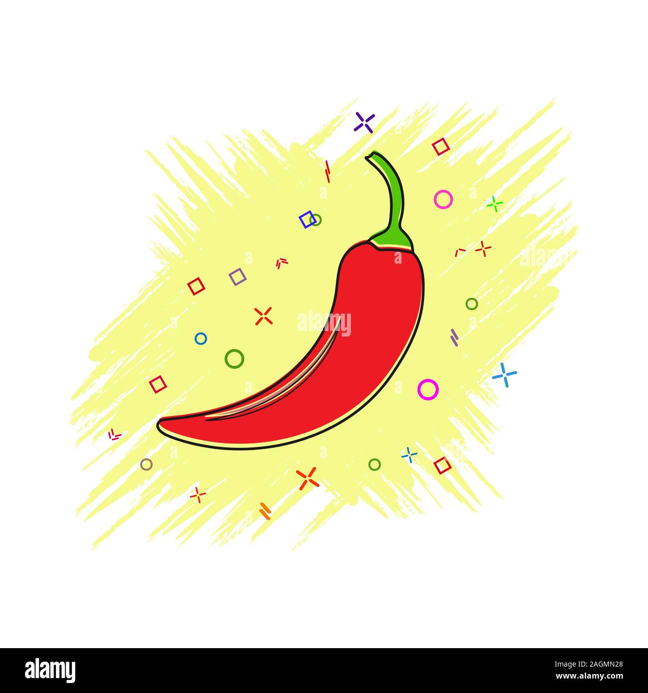 Pepper icon. Comic book style icon with splash effect. flat style ...