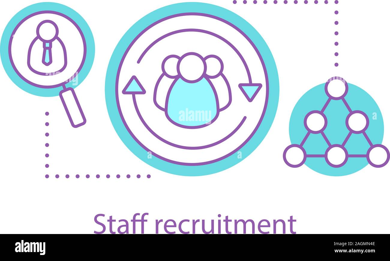 Staff recruitment concept icon. Hiring. Personnel management idea thin ...