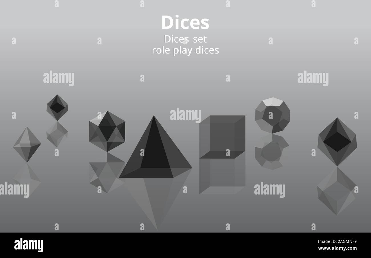 Set of transparent realistic DIY d20 dices, rpg game realistic template ...