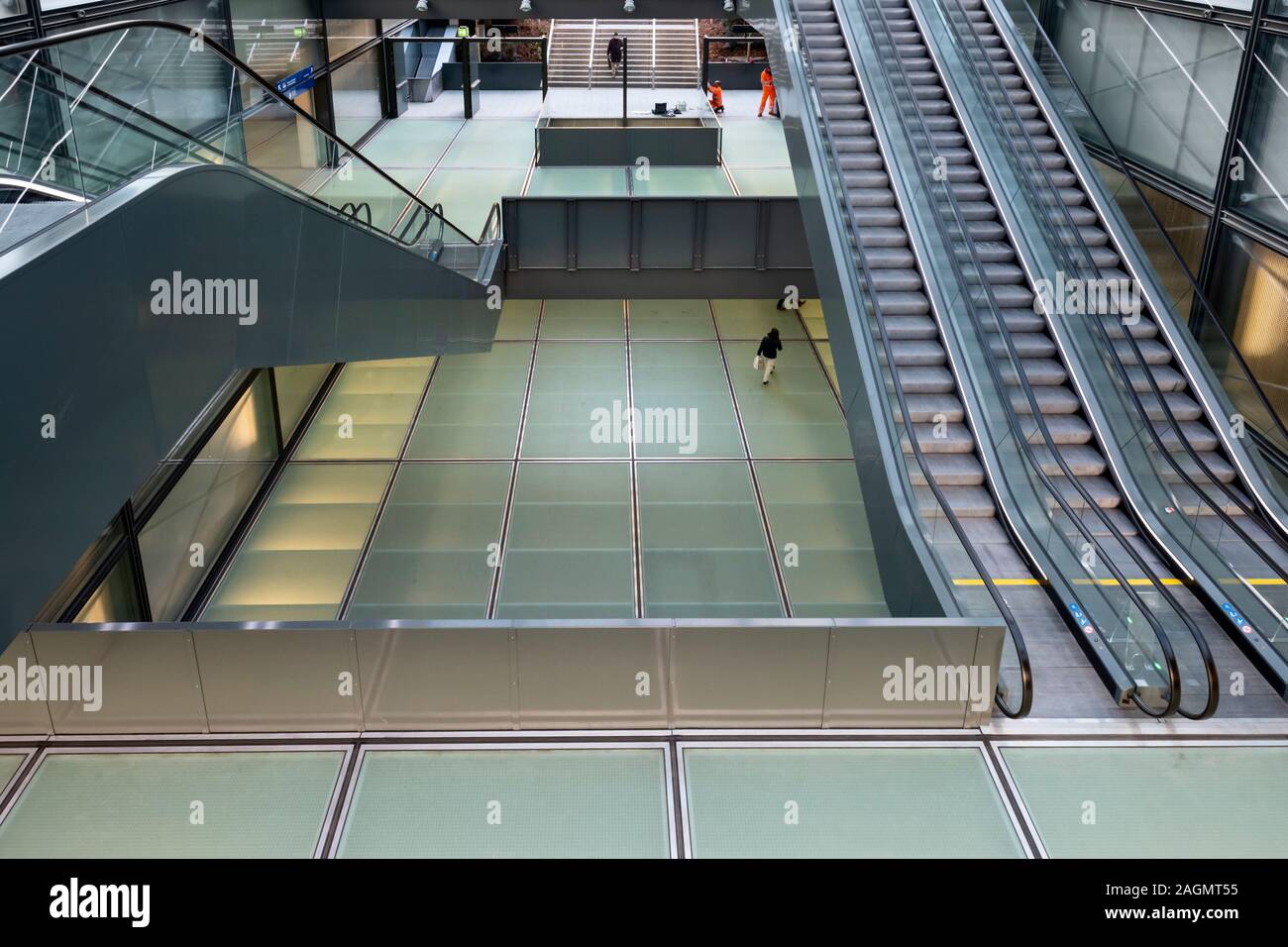 Geneva / Switzerland: a station of The Léman Express. A commuter rail ...