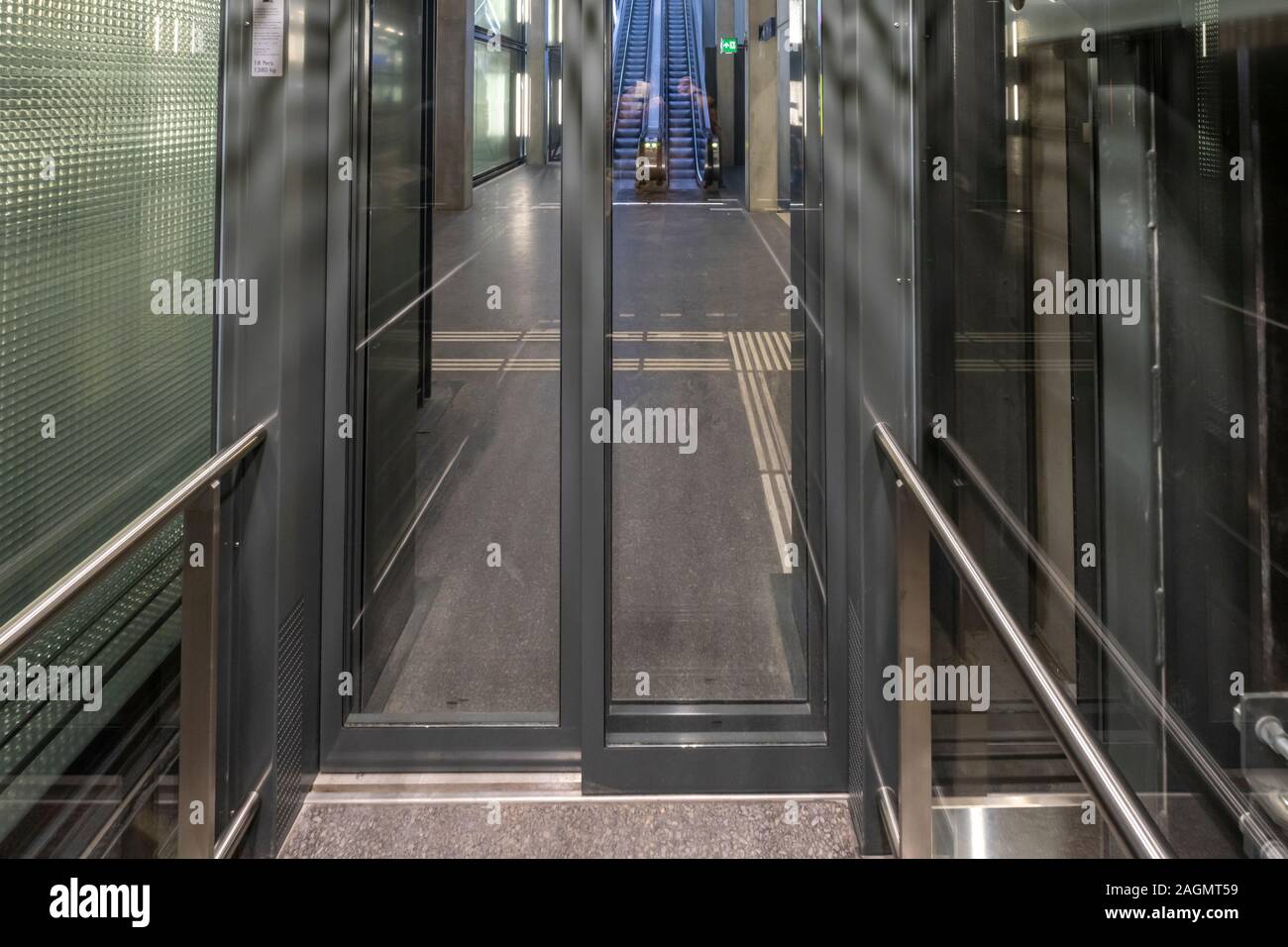 Geneva / Switzerland: a station of The Léman Express. A commuter rail ...