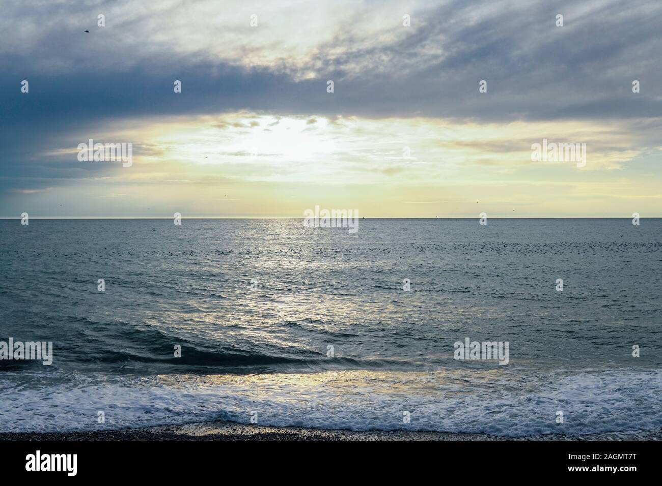 landscape evening sea and sky with clouds Stock Photo - Alamy