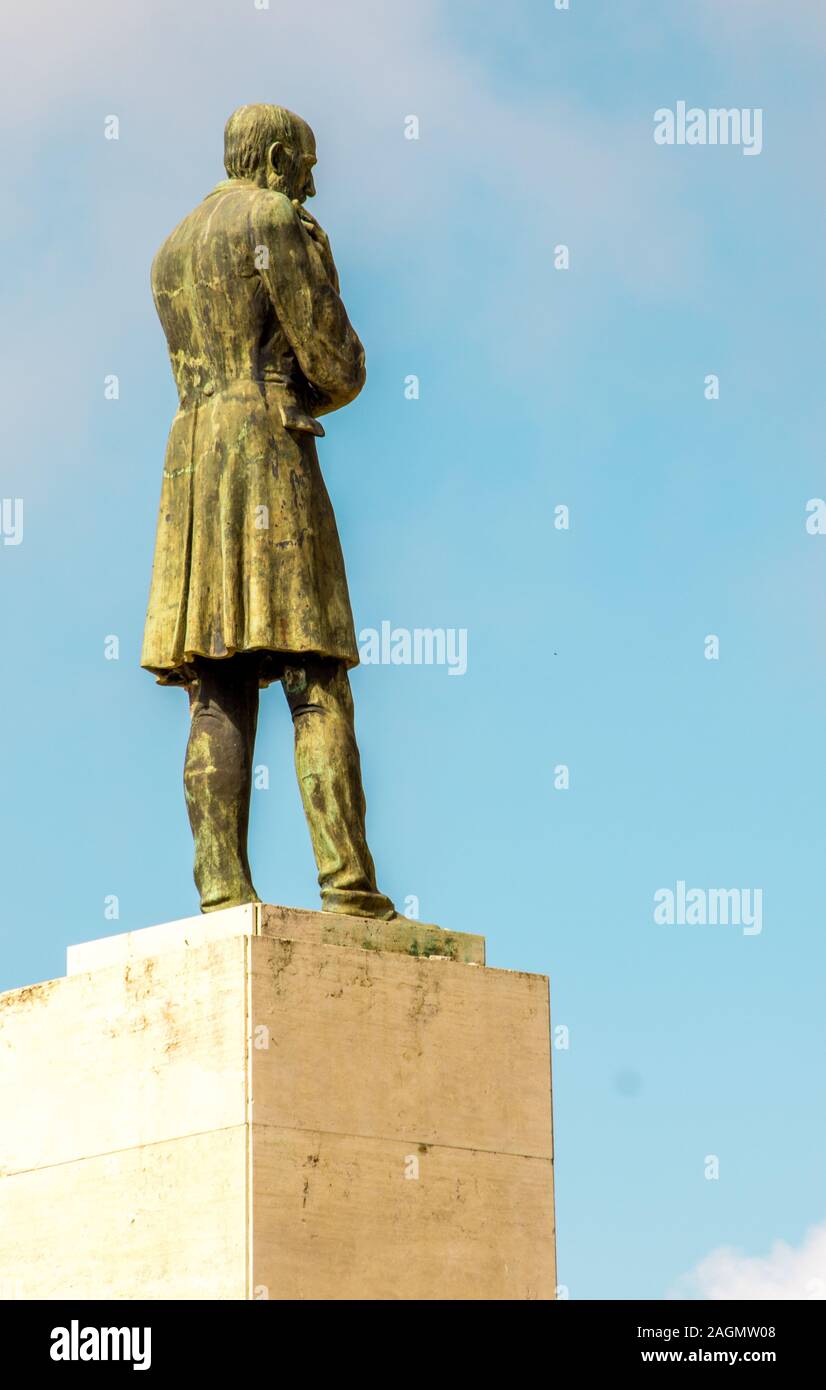 A very old and historic statue in the town of Enna, Sicily, Italy Stock ...