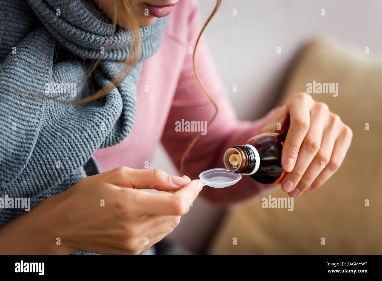 Taking cough syrup hi-res stock photography and images - Alamy