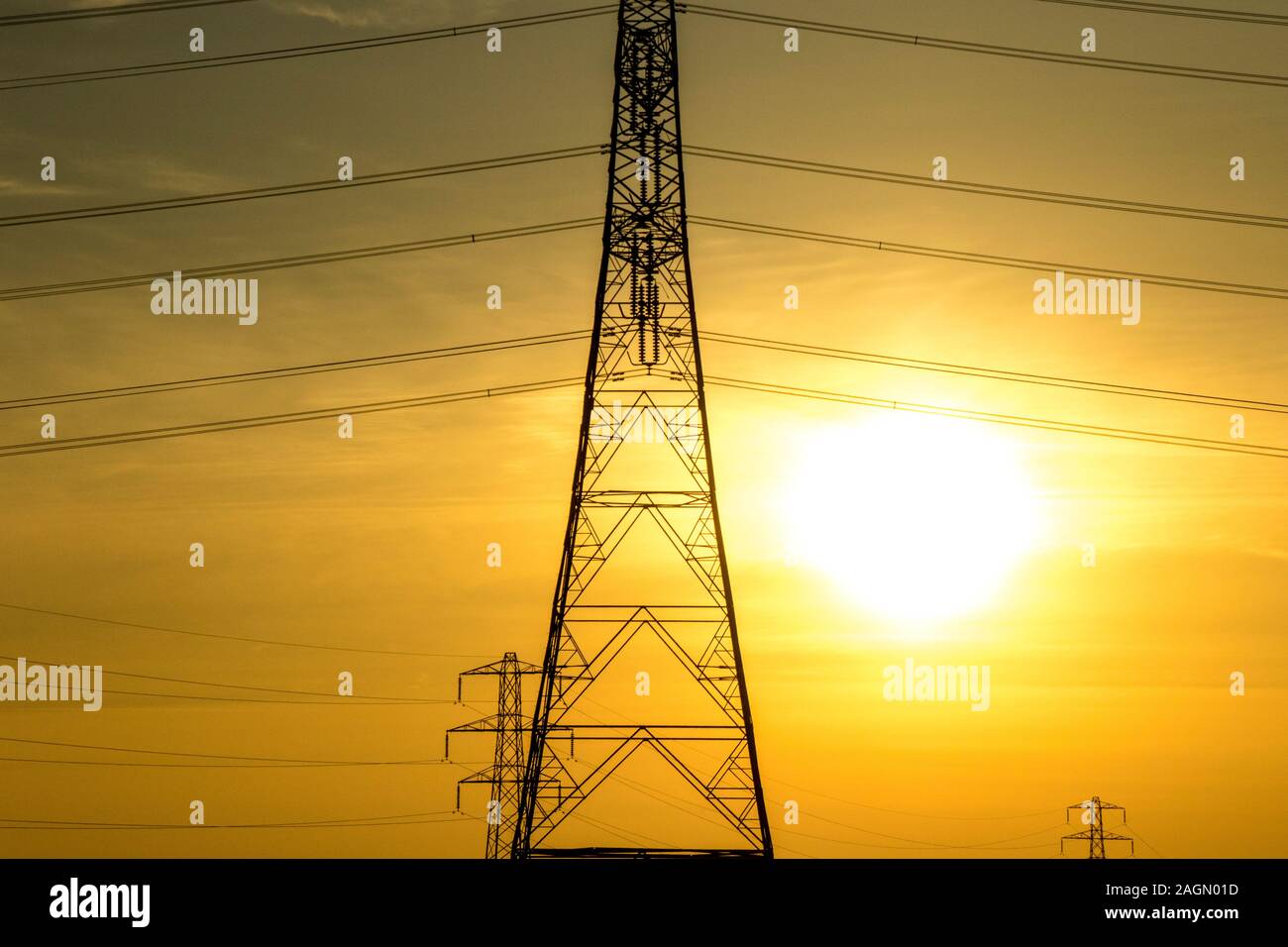 A typical electricity pylon in the United Kingdom Stock Photo - Alamy