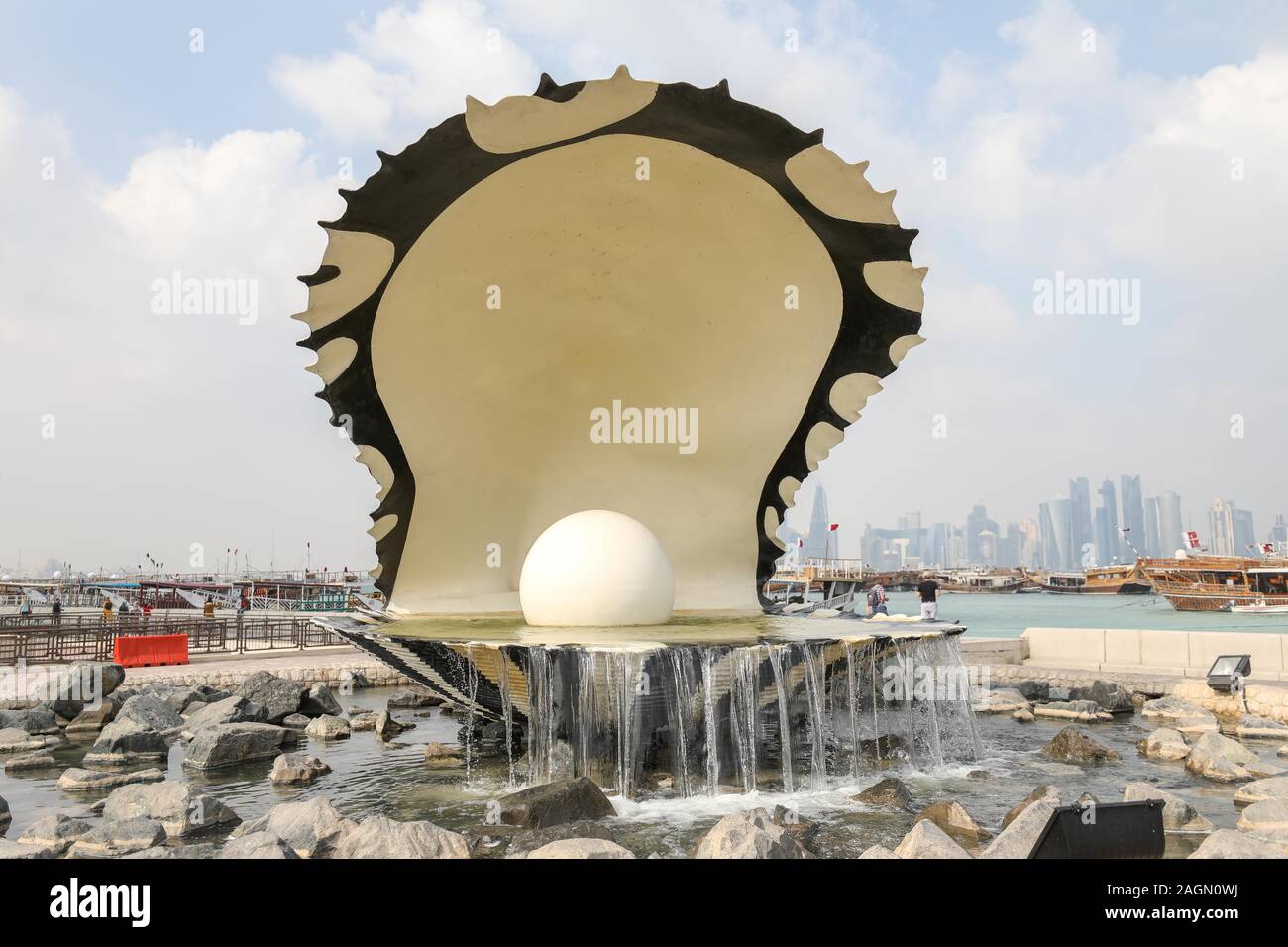 Doha, QATAR. 19th Dec, 2019. Qatar Pearl Monument in Doha, Qatar. It is ...