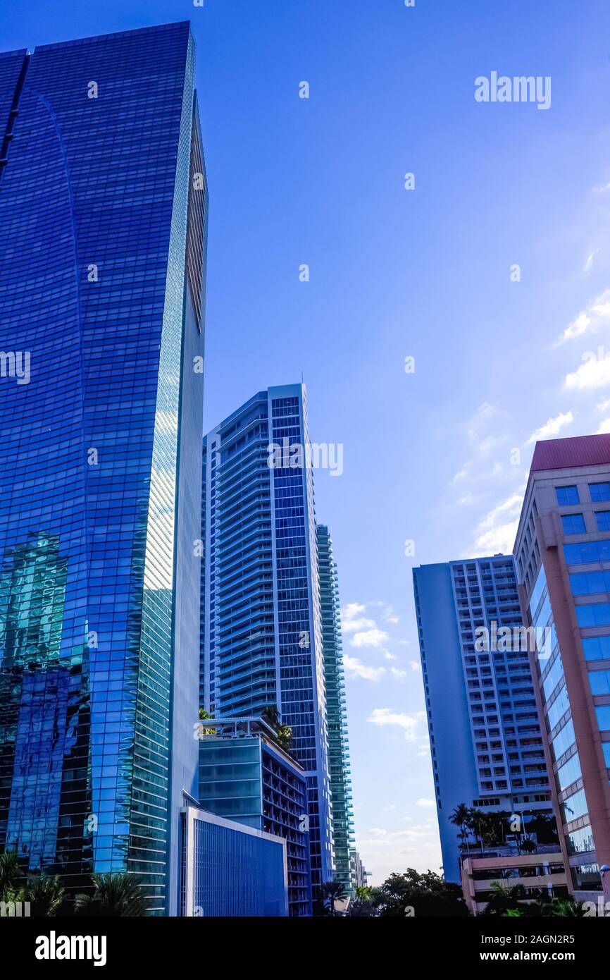 Downtown Miami cityscape view with condos and office buildings Stock ...