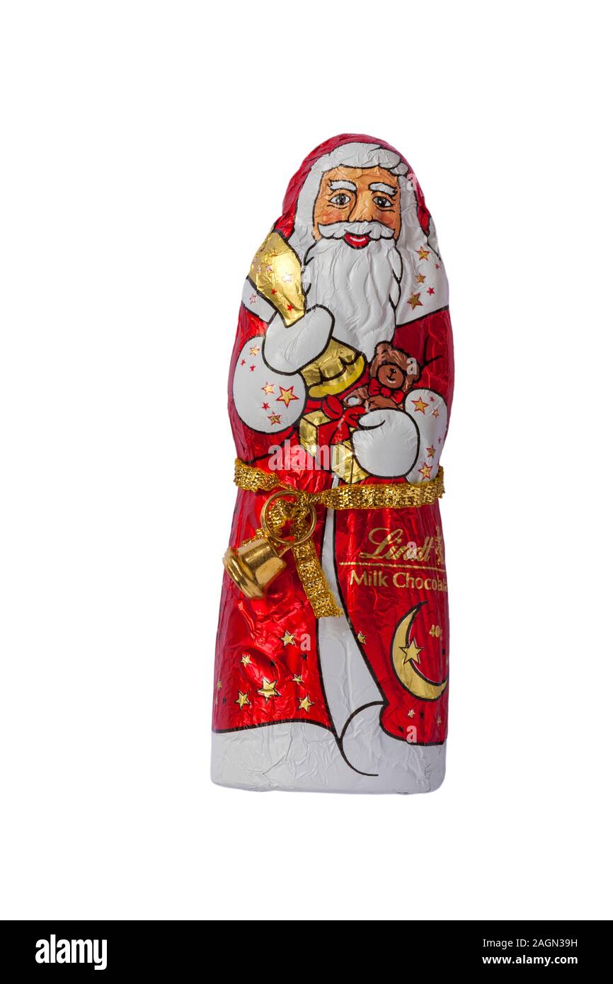 Lindt Santa milk chocolate Father Christmas figure isolated on white ...