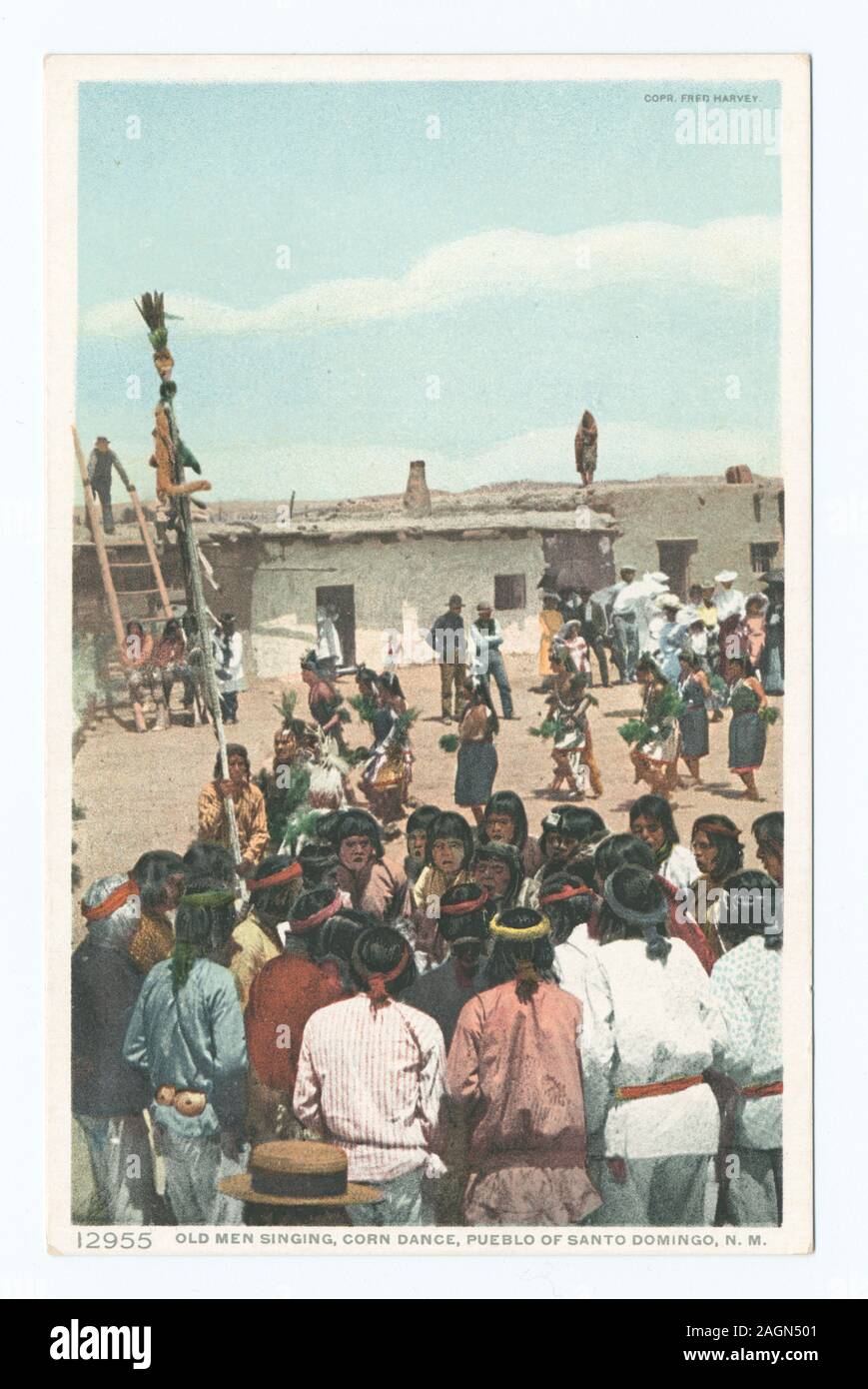 Postcard series number: 12955 1908-1909.; Old Men Singing, Corn Dance ...