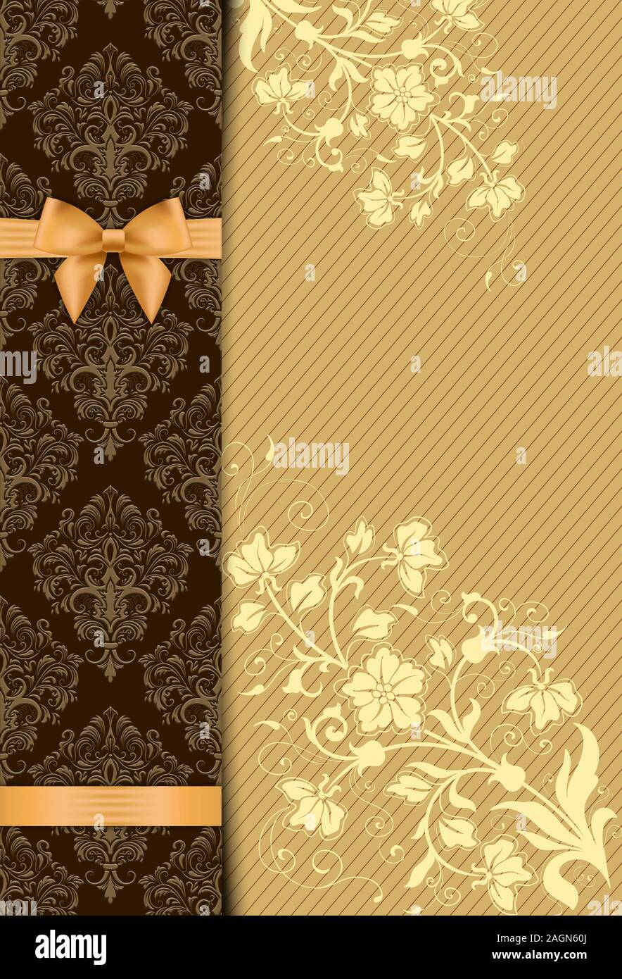 Decorative background with elegant floral patterns and bow Stock Photo ...
