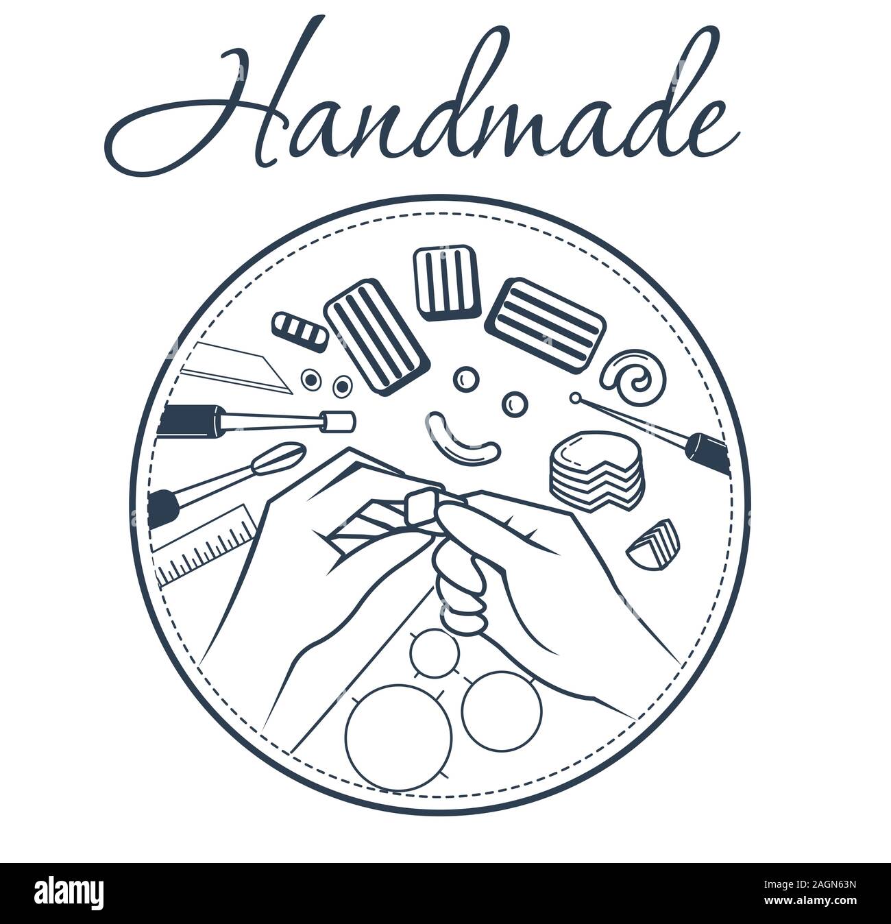 Handmade concept in the form of of hands that sculpt from polymer clay ...