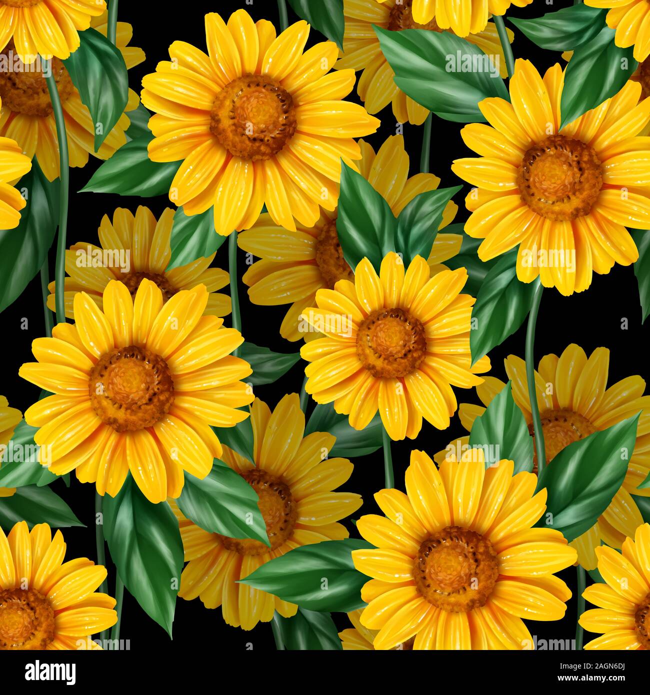 Sunflower seamless pattern Stock Photo - Alamy