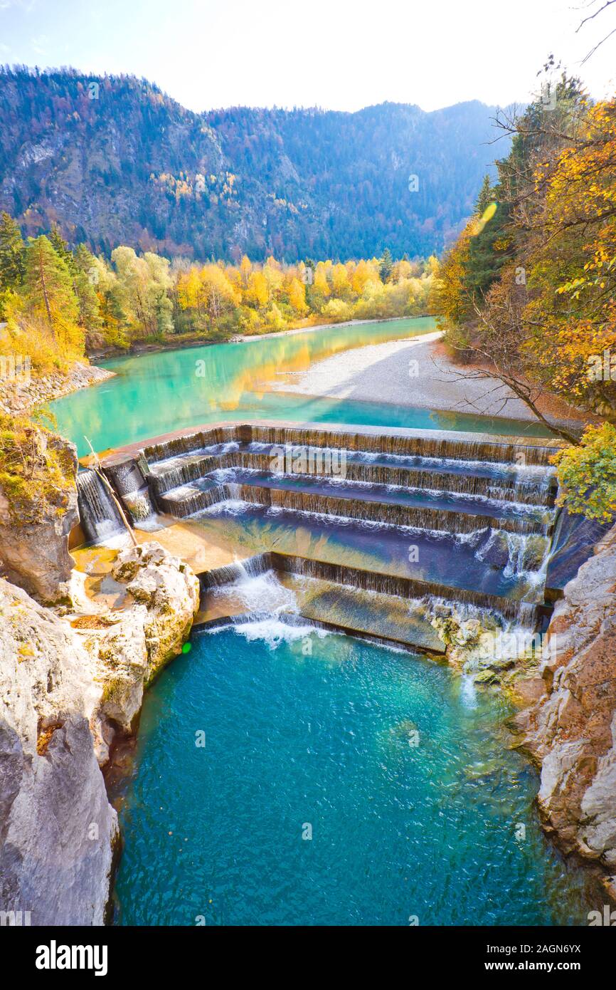 View of The Lechfall waterfall in Fussen, Bavaria, Southern Germany ...