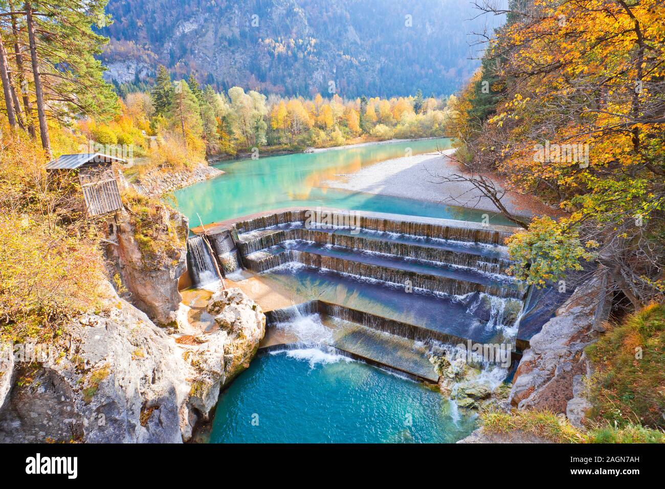 View of The Lechfall waterfall in Fussen, Bavaria, Southern Germany ...